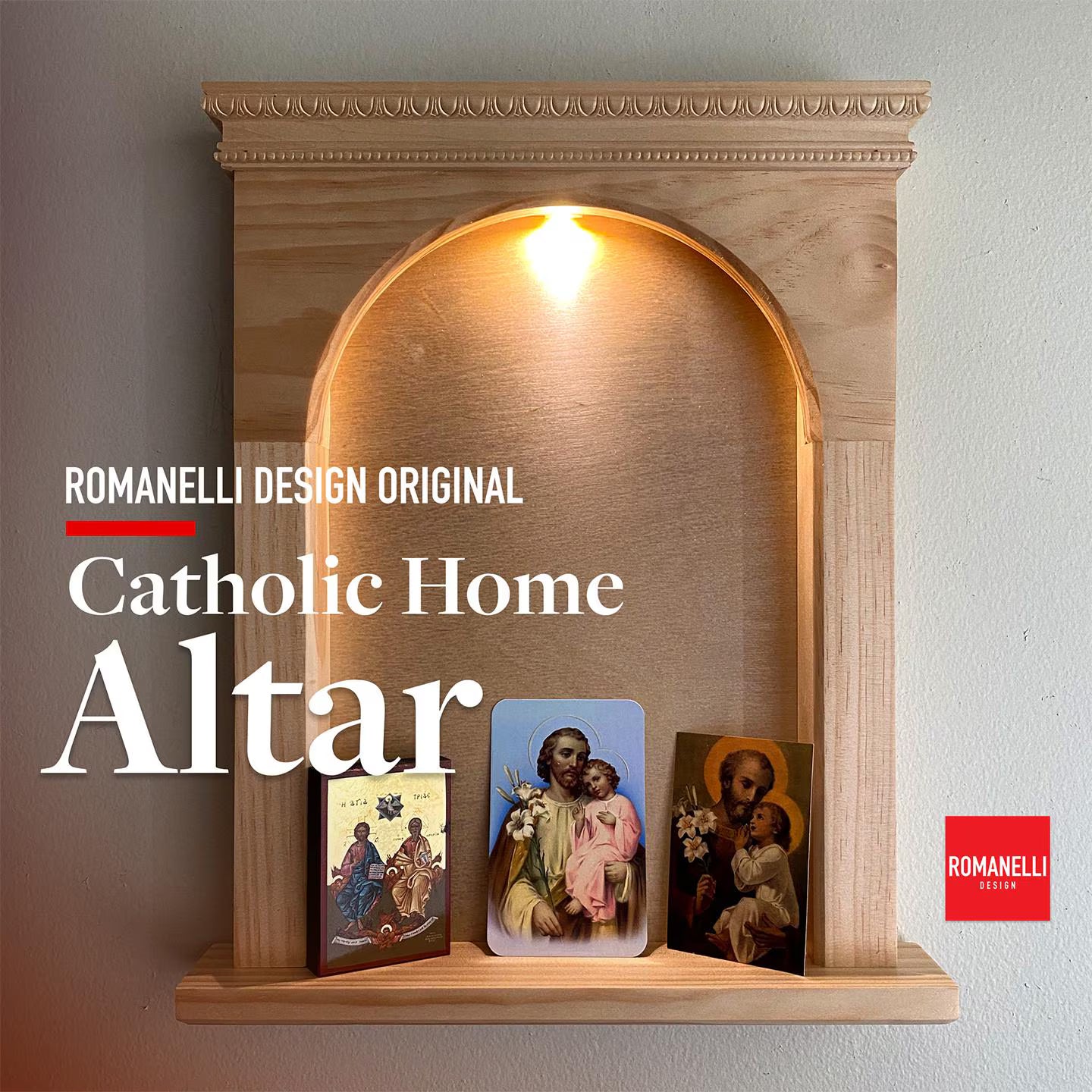 Wall Altar Shrine with Micro-LED Light – Handcrafted Altars Home Devotions